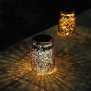 Solar Mercury Glass Jars 2 Pack Outdoor Table Lamps (Bronze)