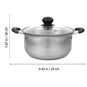 CALLARON Stainless Steel Stockpot 7x3.3inch Soup Pot with Cover Cooking Stock Pot Multi-functional Cookware Metal Food Stockpots for Kitchen
