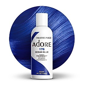 Adore Semi Permanent Hair Color - Vegan and Cruelty-Free Blue Hair Dye - 4 Fl Oz - 176 Ocean Blue (Pack of 1)