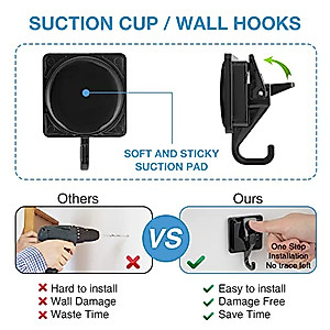 Khdrvok Heavy Duty Vacuum Square Cup Hook, Easy to Install and Remove, Black- Plated Plished Super Suction for Kitchen， Bathroom and Restroom, 2Pack
