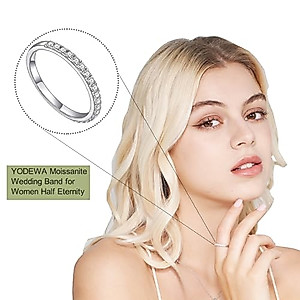 YODEWA Moissanite Wedding Band, Moissanite Rings for Women Half Eternity 925 Sterling Silver Stackable Round Thin 0.3ct Lab Created Diamond Size 5