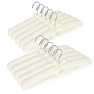 Padded Clothing Hangers - Premium Fabric Hangers for Coat, Sweater, Wedding Dress, Bride, Closet - Upgraded Heavy Duty Sweater Clothes Hangers - Pack of 10