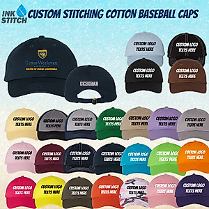 INK STITCH Unisex Vc300a Custom Stitching Logo Texts Monogrammed Cotton Baseball Caps (Black)