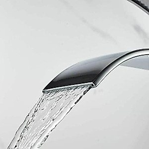 Faucet, Bathtub Faucets Washbasin Hot Handle Interface Pe Hole Copper Spout Inlet Waterfall with Water and Cold Sink Lavatory Faucet Wash Tube Cm Bathroom/Kitchen for Wide- Mouth Single (Color : SIL