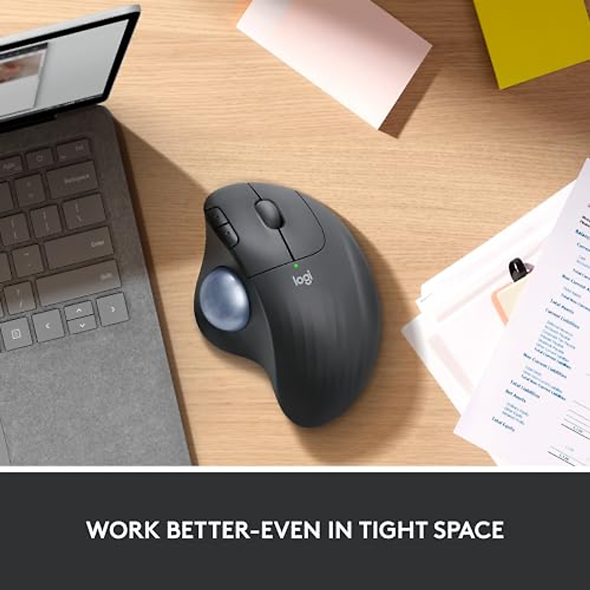 Logitech ERGO M575 Wireless Trackball Mouse - Easy thumb control, precision and smooth tracking, ergonomic comfort design, for Windows, PC and Mac with Bluetooth and USB capabilities - Off White