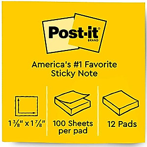 Post-it Mini Notes, 1.5 in x 2 in, 12 Pads, America's #1 Favorite Sticky Notes, Cape Town Collection, Bright Colors (Magenta, Pink, Blue, Green), Clean Removal, Recyclable (653AN)