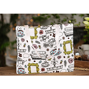 SANITRO Friends Forever [25th Anniversary Ed] Friends TV Show Merchandise Peephole Yellow Frame Kitchen Reusable Grocery Bags (m)