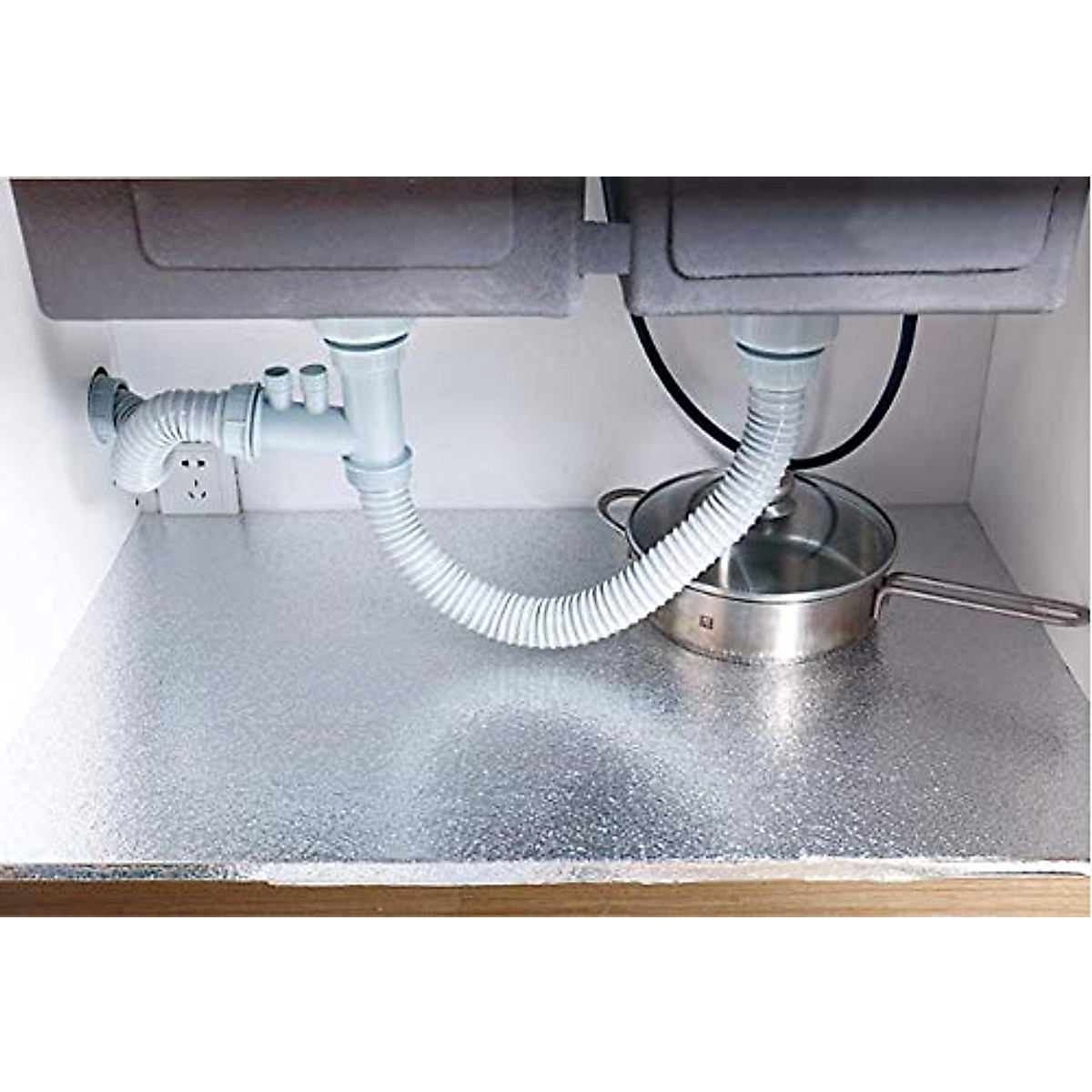 Yija Self-Adhesive Kitchen Aluminum Foil Anti Greasy Countertop DIY Waterproof Shelf Drawer Liner Cabinet Sticker 15.6 Inch by 98 Inch