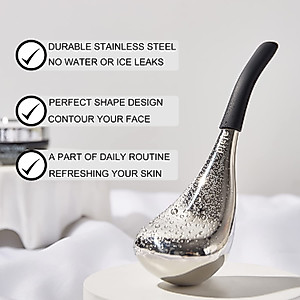 Pfefe Ice Globes Facial Skin Care Tools for Women Face Eyes, Stainless Steel Face Beauty Cryo Sticks for Girls Ladies, Esthetician Supplies Cooling Spa Globes Cold Roller with Storage Case