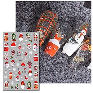 JMEOWIO 10 Sheets Christmas Nail Art Stickers Decals Self-Adhesive Pegatinas Uñas Snowflake Xmas Winter Holiday Cute Nail Supplies Nail Art Design Decoration Accessories