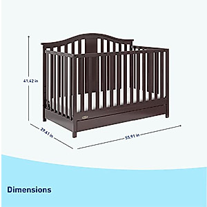 Graco Solano 5-in-1 Convertible Crib with Drawer (Espresso) – GREENGUARD Gold Certified, Crib with Drawer Combo, Includes Full-Size Nursery Storage Drawer, Converts to Toddler Bed and Full-Size Bed