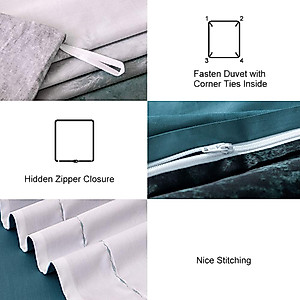 MILDLY 100% Long Staple Cotton Mountain Duvet Cover Set, Blue Green Gradient Trees Pattern Printed Comforter Cover Set