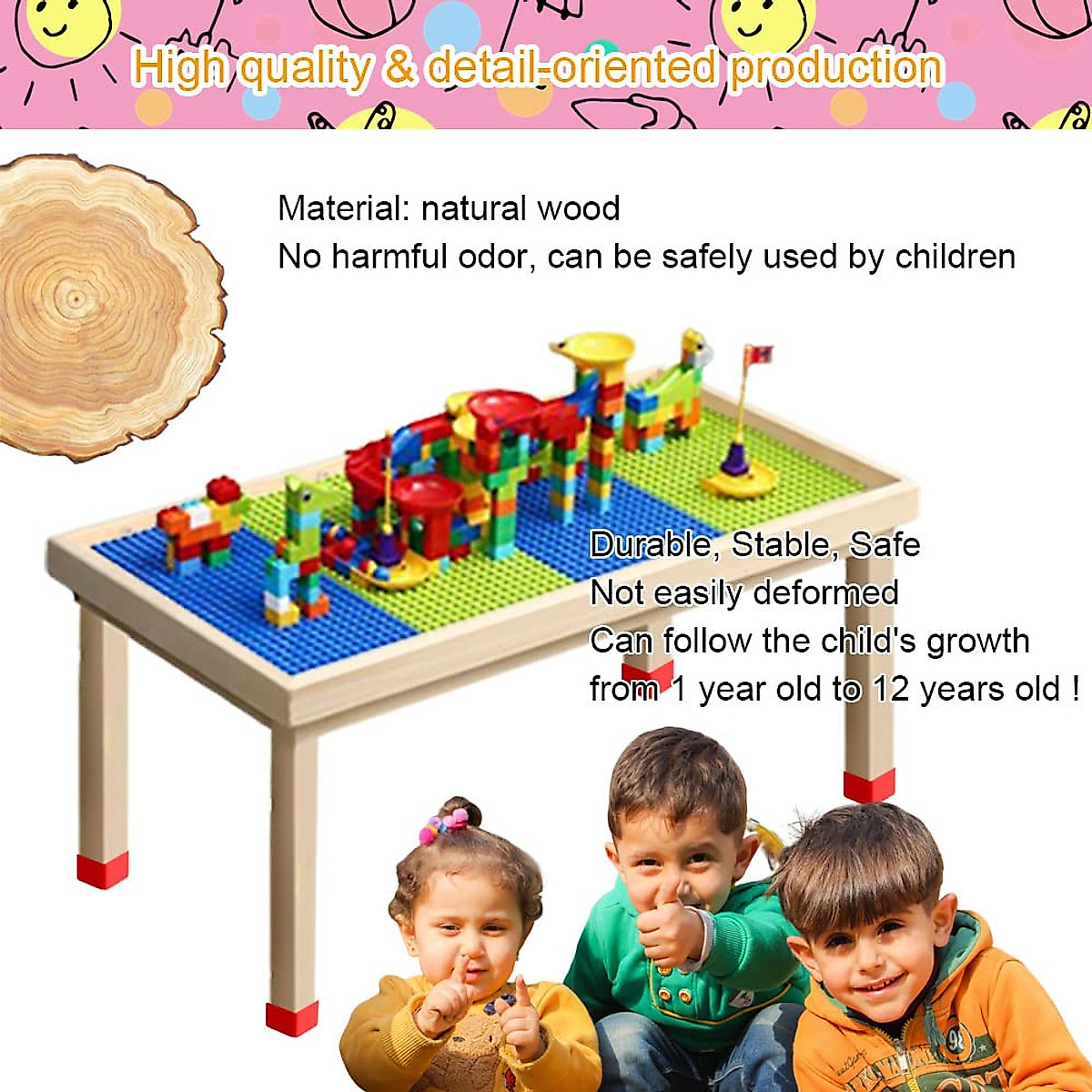 Swity Home Sensory Table 31x21x16 Inch Kids Activity Table with Blackboard & Whiteboard Desktop, Wooden Kids Play Table Art Table Desk for Toddlers Ages 1-12 to Study, Drawing, Craft, Play Sand, Meals