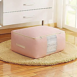 ZKQ Storage Bag, Oxford Cloth, Quilt Bag, Clothing Storage, Double Zipper, Washable, Moisture-Proof, Pink, Medium