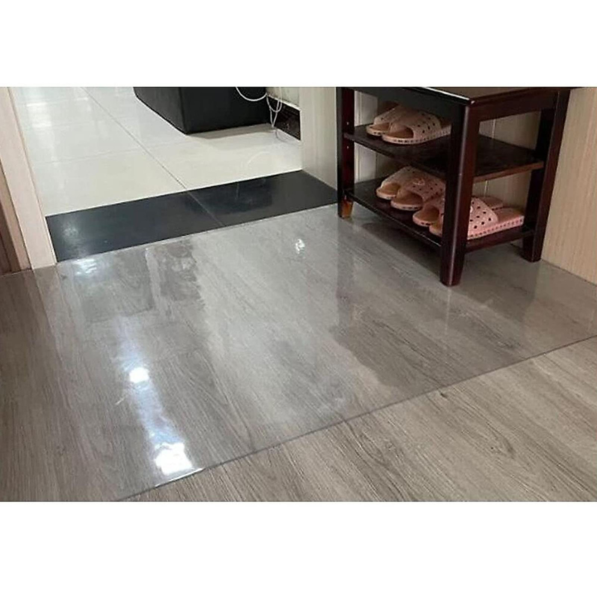 Clear PVC Desk Chair Mat 2mm Office Chair Mat for Hard Wood Floors Clear Rectangle PVC Floor Mat Protector,Waterproof Non-Slip Mat, 40/50/60/70/80/90/100/110/120cm Wide,100-500cm for Office & Home (C