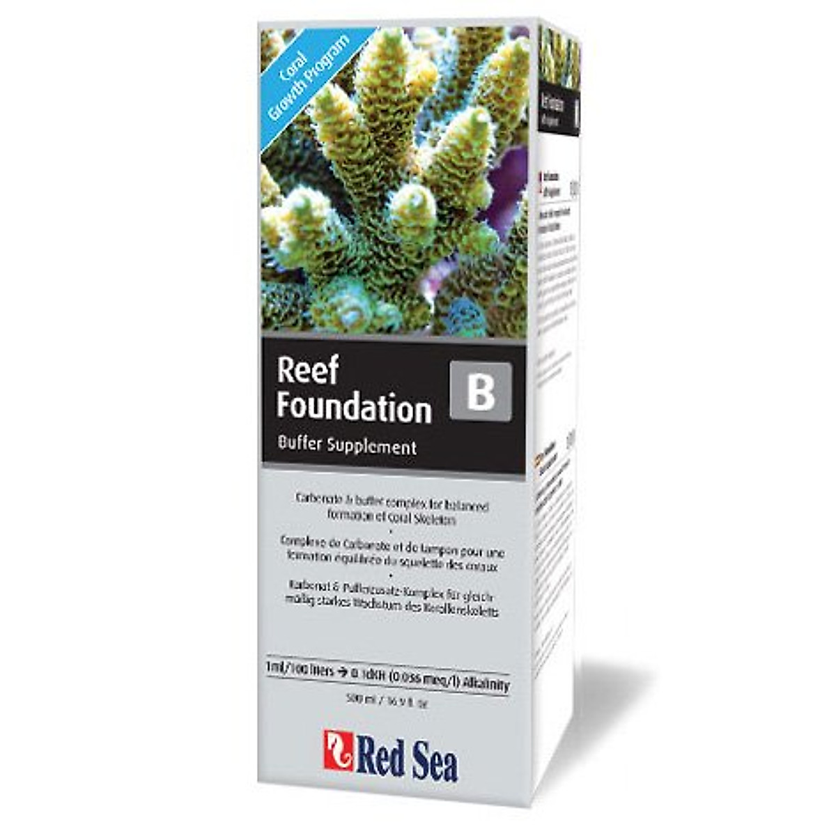 Red Sea Fish Pharm ARE22023 Reef Foundation Buffer Supplement-B for Aquarium, 500ml, Package may vary