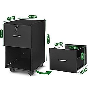GreenForest Large L Shaped Desk 55x39.4 inch Reversible Corner Gaming Computer Desk and File Cabinet 2 Drawers Wooden Vertical Filing Cabinet with Lock