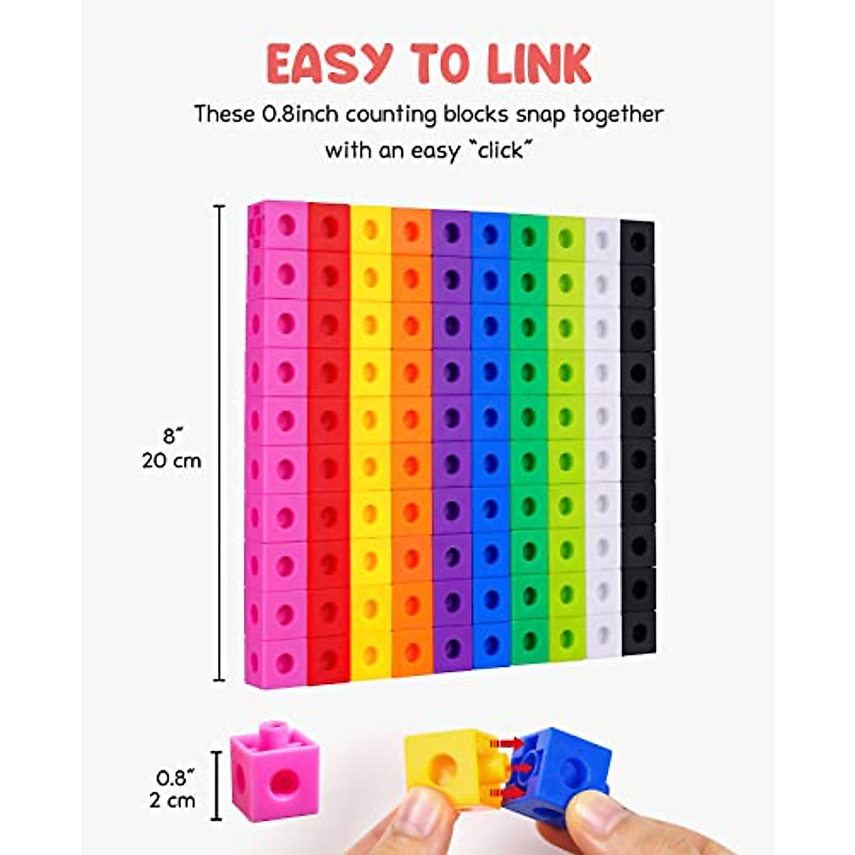 GAMENOTE Math Cubes Manipulatives with Activity Cards - Number Counting Blocks Toys Snap Linking Cube Math Counters for Kids Kindergarten Learning Activities