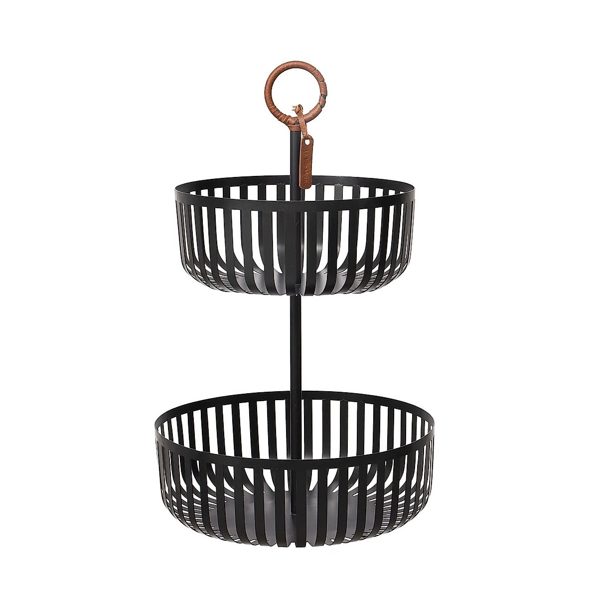 LA JOLIE MUSE 2 Tier Fruit Basket, Countertop Fruit Vegetable Basket Bowl Metal Wire Storage Basket Fruits Stand Holder Organizer for Bread Snack Veggies,matte Black