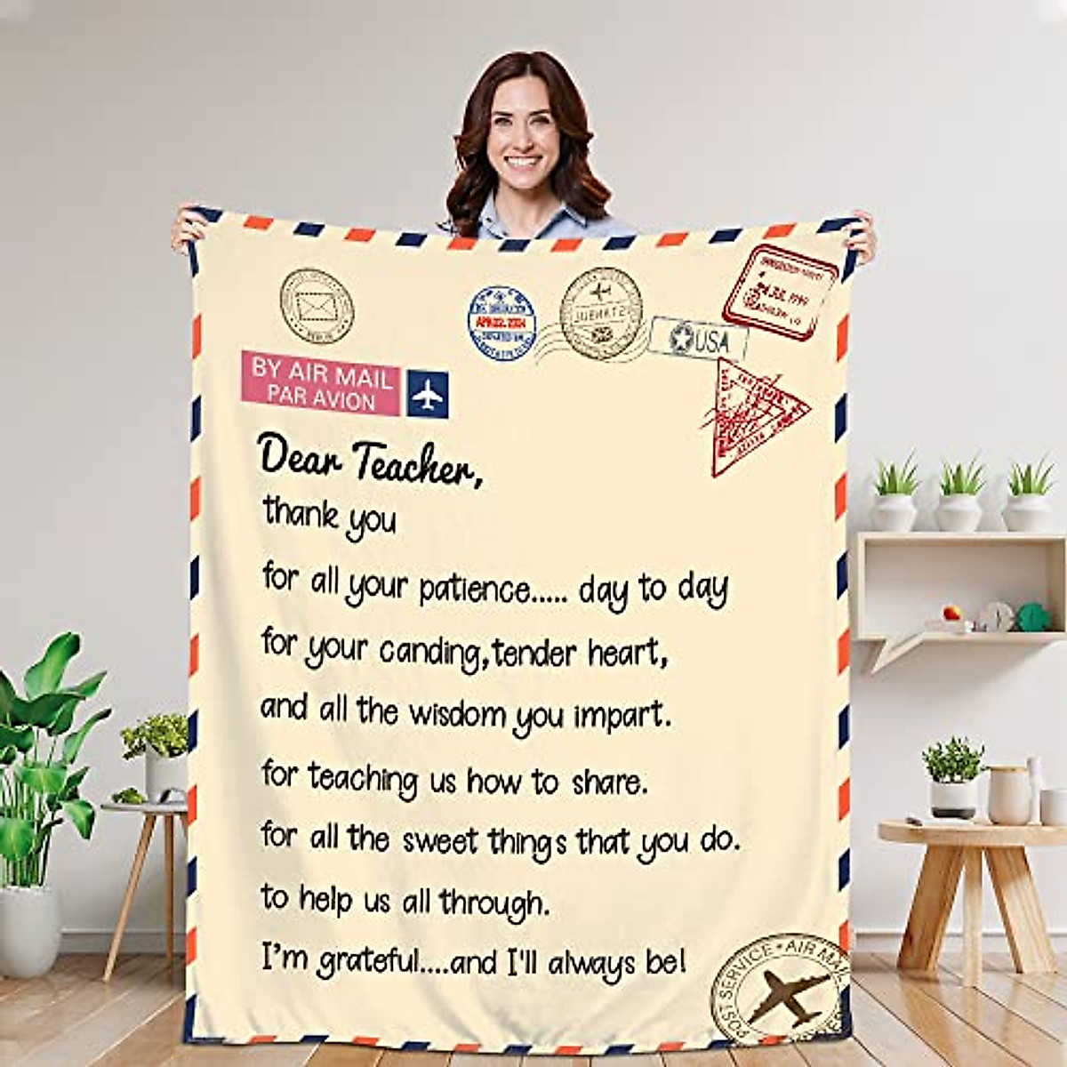 Teacher Gifts for Women Blanket, Teacher Appreciation Gifts from Students, Personalized Teacher Gifts for Daughter Friends, Ultra-Soft Flannel Throw Blanket for Bedding Sofa 50 X 60 in