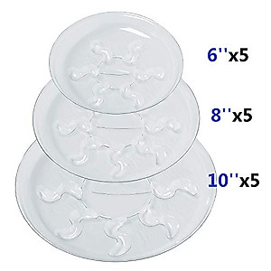 Idyllize 15 Pack Assorted Sizes 6 8 10 Inch Clear Thick Plastic Heavy Duty Sturdy Plant Saucer Drip Trays for pots, 5 Pieces of Each Size (Assorted Sizes 6'', 8'', 10'')