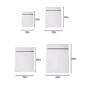 4 PCS Laundry Mesh Bags Delicates Wash Bags, Small Mesh Durable and Reusable Laundry Bags with Zipper for Cotton Clothes, Sheet, Shoes
