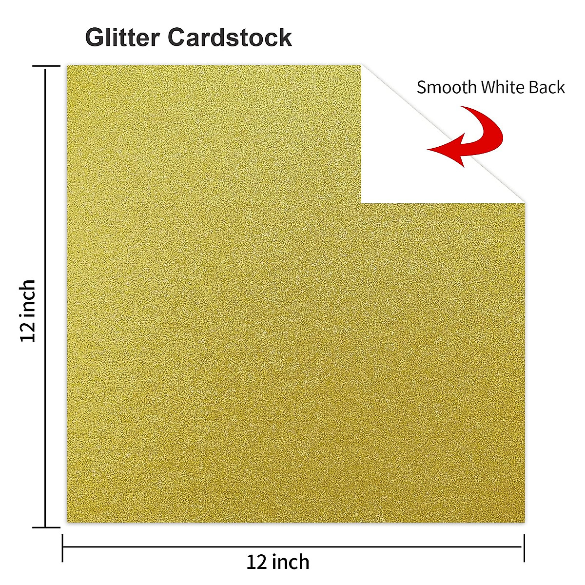 Rramorrra Gold Glitter Cardstock Paper 12" x 12" 15 Sheets 350gsm/130lb Heavyweight Premium Gold Sparkly Construction Paper for Cricut Machine, Halloween, DIY Projects, Party Decorations