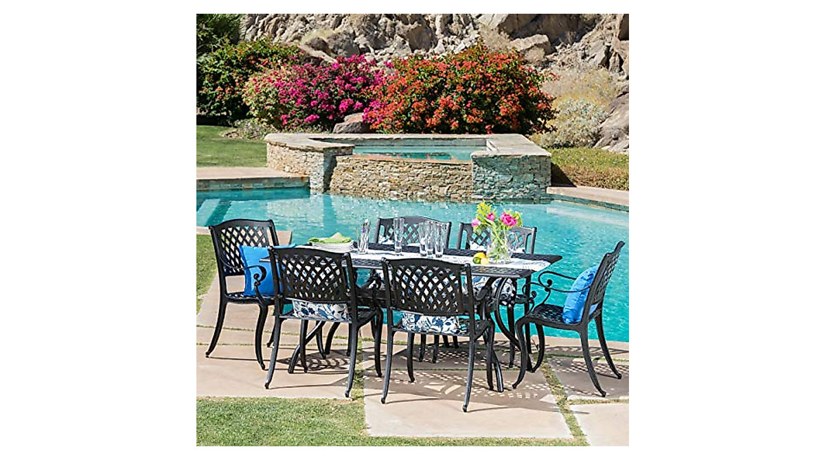 Christopher Knight Cayman 6-Seater Cast Aluminum Dining Set - Outdoor Patio