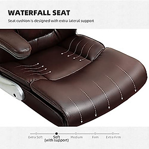 YAMASORO Executive Office Chair,Ergonomic Chair with Lumbar Support,Comfortable Computer Desk Chairs Flip up Arms and Wheels Swivel Task Chair, Brown