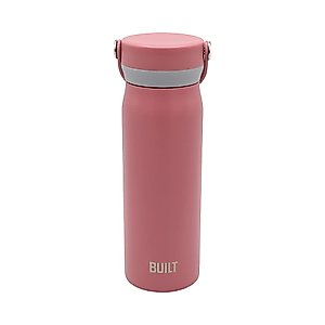 BUILT Cascade Double Wall Vacuum Insulated Stainless Steel Wide Mouth Water Bottle with Comfort Grip and Carry Handle Lid, 20 ounces
