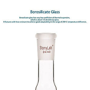 stonylab Glass Straight Drying Tube, Borosilicate Glass Drying Tube Adapter with 24/40 Standard Taper Joints for Laboratory Lab Supply
