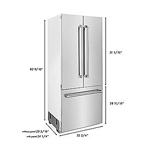 ZLINE 36" 19.6 cu. Ft. Panel Ready Built-In 3-Door French Door Refrigerator with Internal Water and Ice Dispenser