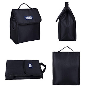 Wildkin Kids Insulated Lunch Bag for Boys & Girls, Reusable Lunch Bag is Perfect for Daycare & Preschool, Ideal Size for Packing Hot or Cold Snacks for School & Travel Lunch Bags (Rip-Stop Black)
