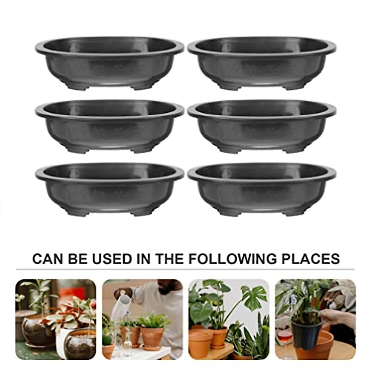 ERINGOGO Bonsai Planter Pot 18pcs Bonsai Training Pots, 15 Inches Oval with Drainage Hole, Plastic Large Deep Flower Pot Plants Growing Pots for Nursery, Garden, Balcony Oval Flower Pot