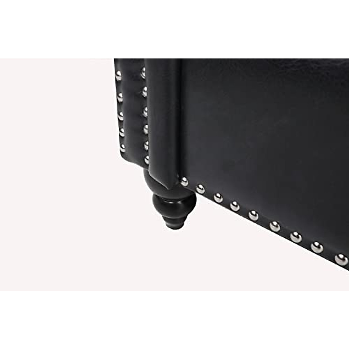 NITYASUNDARA Large Couch,Chesterfield Sofa， 3 Seater Sofa for Living Room，Square handrail Vertical Stripe Sofa Couch，Faux Leather Couch. (Black Sofa)