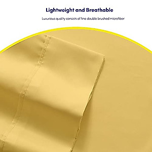 Queen Sheets Yellow - 6 Piece 1500 Supreme Collection Fine Brushed Microfiber Deep Pocket Queen Sheet Set Bedding - 2 Extra Pillow Cases, Great Value, Queen, Yellow