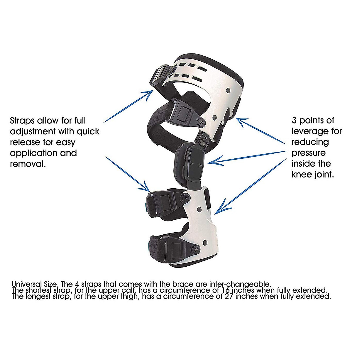 PHASFBJ Orthopedic Hinged Knee Brace, Knee Joint Splint Adjustable Leg Support Fracture Stabilizer for Men & Women ACL Ligament Injuries Sports Injuries Arthritis,Right