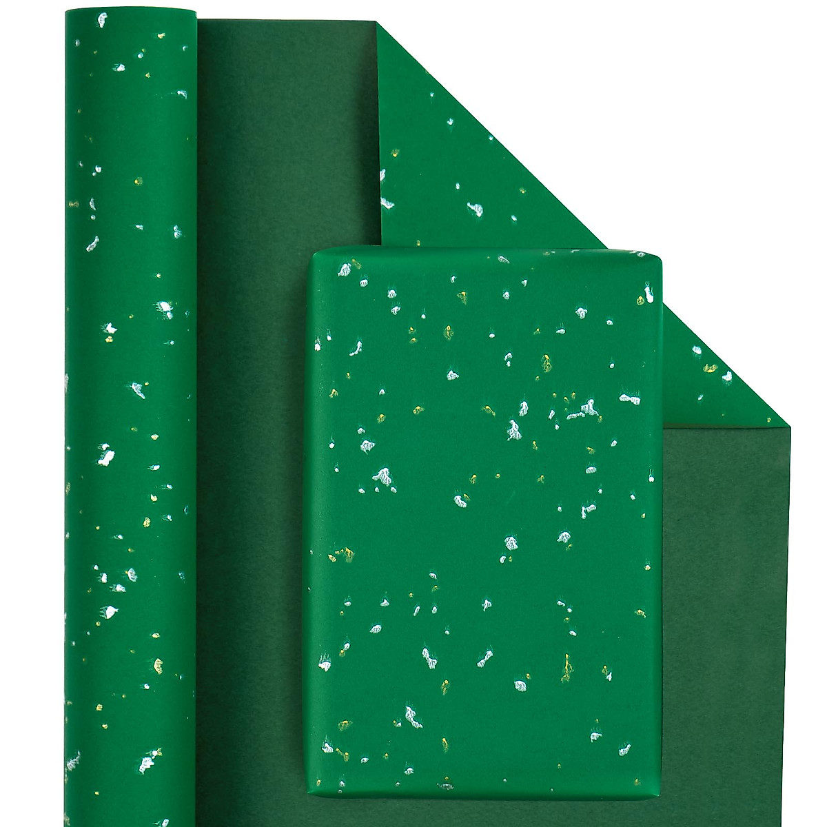 WRAPAHOLIC Wrapping Paper Roll - Mini Roll - 17 Inch X 16.5 Feet - Green Gold Foil Design with Silky Touch Perfect for Birthday, Holiday, Wedding, Baby Shower