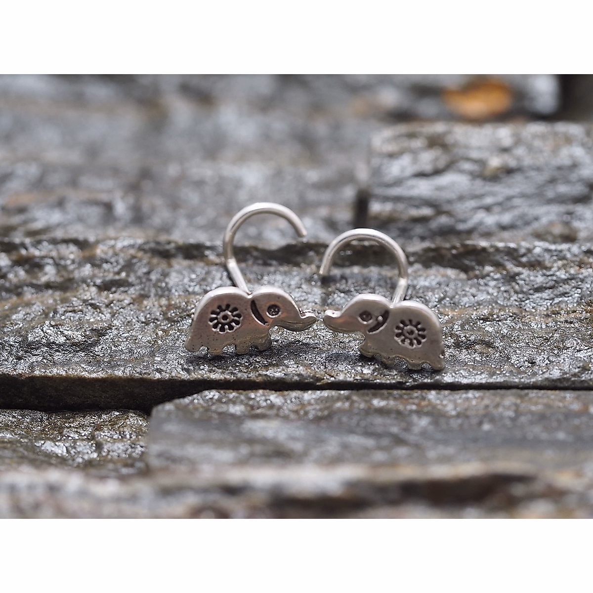 18, 20 Gauge Nose Stud,Elephant, Calf Nose Ring Stud, nose screw, Jewelry Nose Stud, Body Piercing Jewelry, Nose Piercing, Body Jewelry (18g Left Screw)