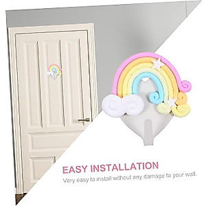 18Pcs Rainbow Wall Hook Cute Clouds Star Rainbow Key Hat Towel Hooks Adhesive Drill Free Wall Hangers Wall- Mounted Hanger Wall Clothes Hooks for Home Office Kids Room