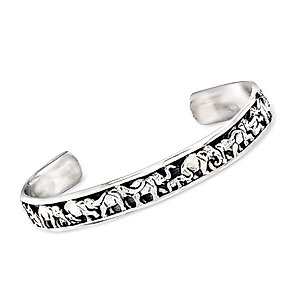 Ross-Simons Sterling Silver Elephant Cuff Bracelet. 7 inches