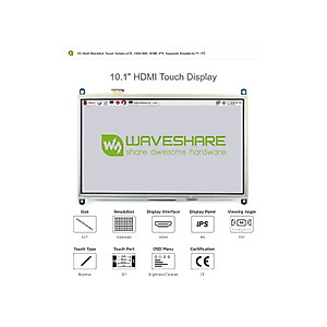 waveshare 10.1inch Resistive Touch Screen LCD Compatible with Raspberry Pi 4B/3B+/3A+/2B/B+/A+/Zero/Zero W/WH/Zero 2W CM3+/4 1024×600 Resolution HDMI IPS Supports Windows