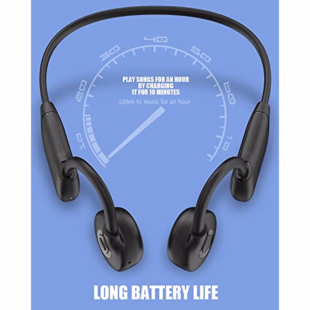 LIBMING Open Ear Bluetooth Bone Conduction Sport Headphones, Waterproof Wireless Earbuds for Workouts and Running - Built-in 32G Memory Card,Bluetooth 5.3 Swimming Headset with Mic-Black