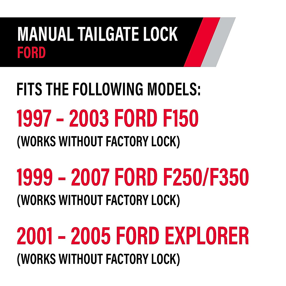 Pop & Lock PL2500 Black Manual Tailgate Lock for Ford (Works Without Factory Lock)