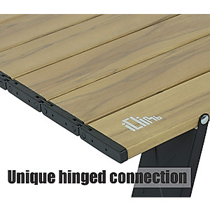 iClimb Ultralight Compact Mini Beach Picnic Folding Alu. Table with Carry Bag, Two Size (Nature - S)