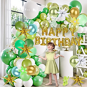 MCPINKY Green Balloons 12 Inches, 110PCS Light Green Large Latex Balloons with Ribbon for Birthday Baby Shower Christmas Green Jungle Forest Themed Party Decorations