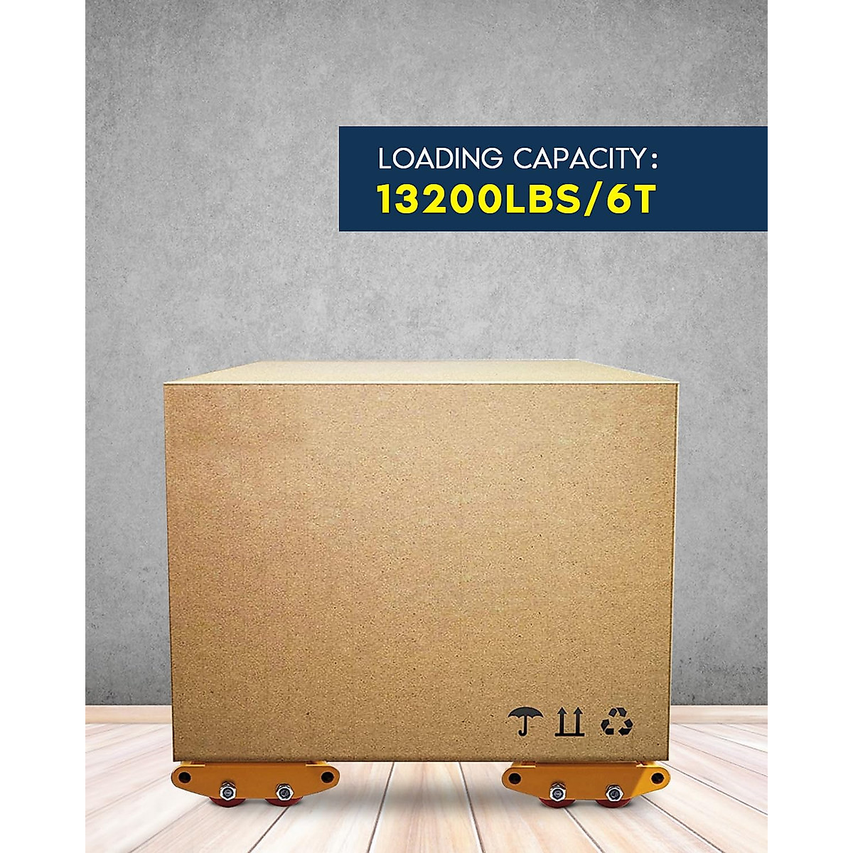 FAHKNS Machinery Moving Skate Heavy Duty Machinery Skates Cargo Mover 6T Machine Skates with 360° Rotation Cap 4 PU Rollers for Heavy Duty Industrial Moving Equipment(Yellow)