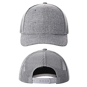 TSSGBL 2 Pack Snapback Mesh Trucker Hat Plain Summer Cool No-Logo Ball Caps for Men,Adjustable Blank Trendy Work Baseball Cap Black Grey