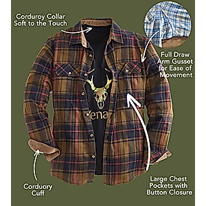 Venado Flannel Shirt for Men - Mens Flannel Plaid Shirt with Full Reach Gusset (X-Large, Plaid Wilderness)