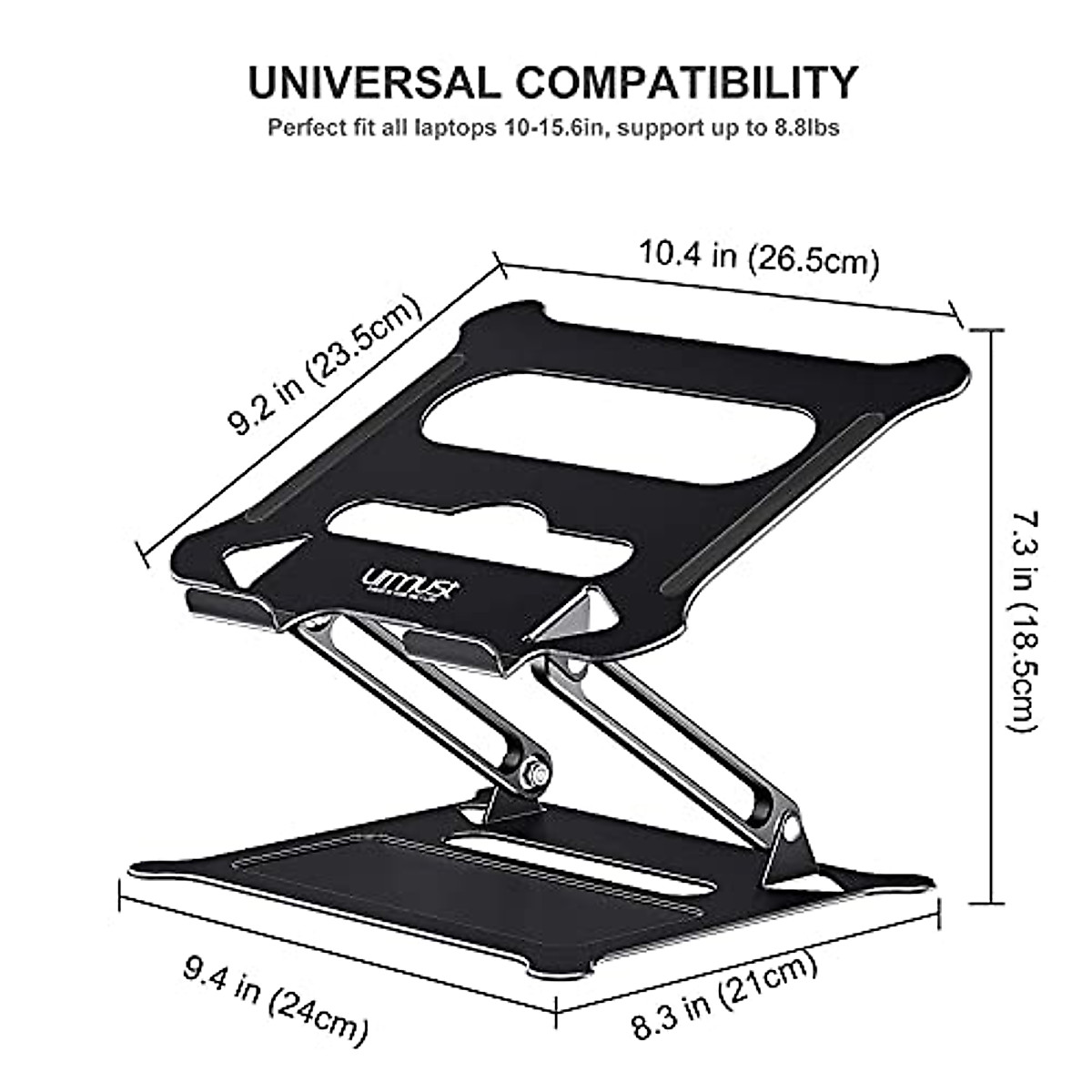 Urmust Laptop Notebook Stand Holder Adjustable Laptop Stand Portable Laptop Riser Compatible with MacBook Air Pro HP Dell XPS Lenovo All Laptops 10-15.6"(Black)